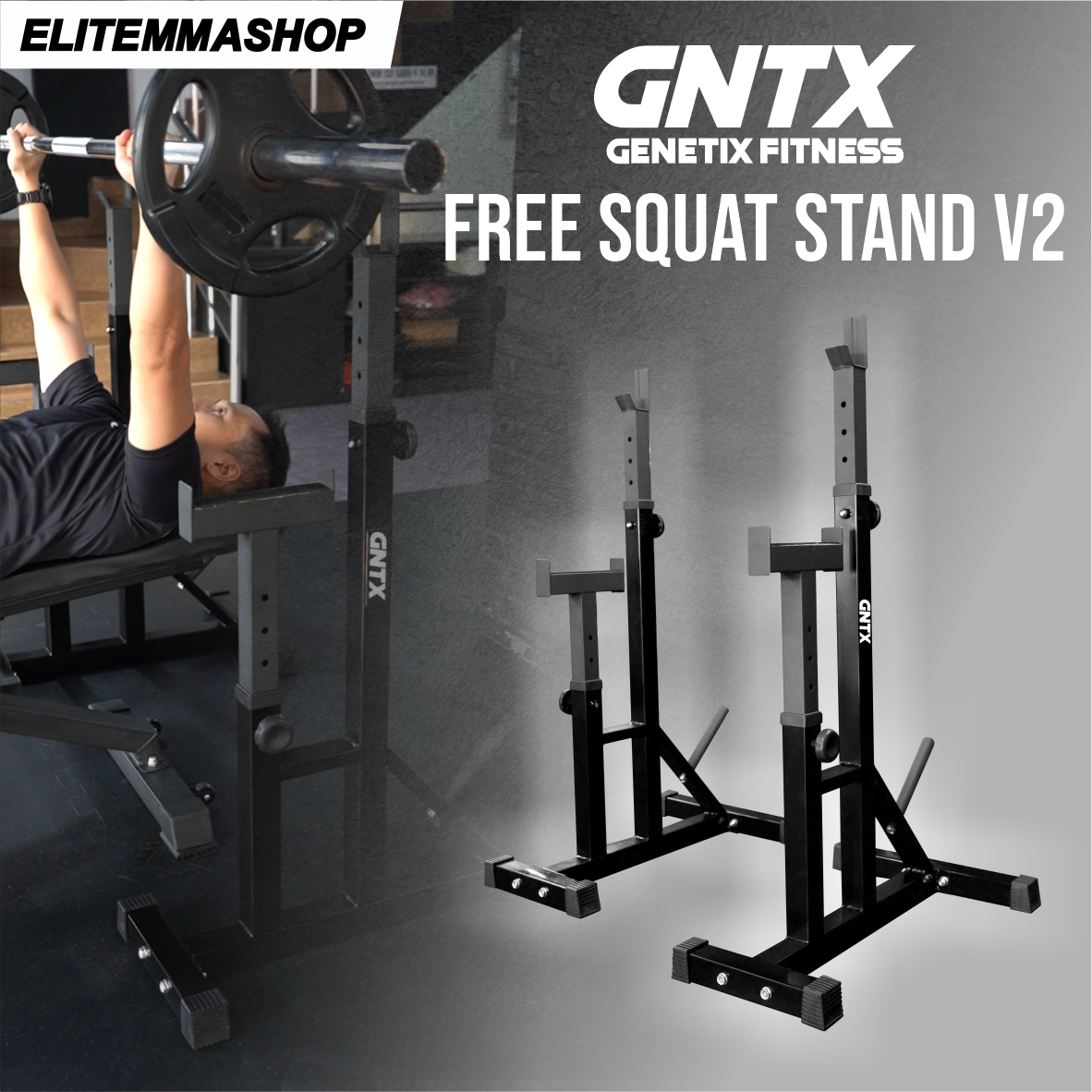 Genetix Fit Free Squat Stand V2 | Solusi home gym dengan area minimal ...